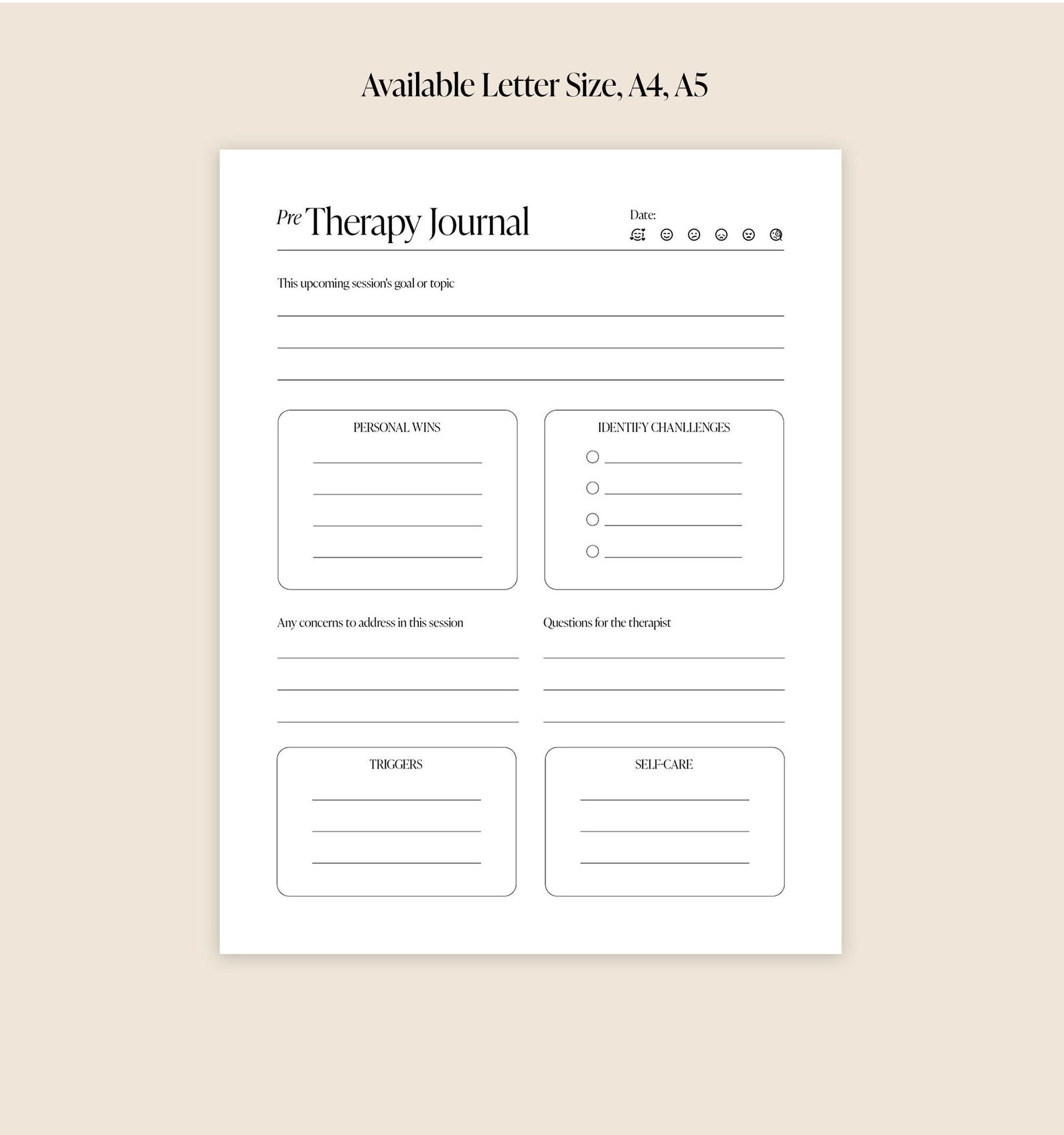 Digital Therapy Journal Pack, Printable Therapy Notes, Pre & Post ...