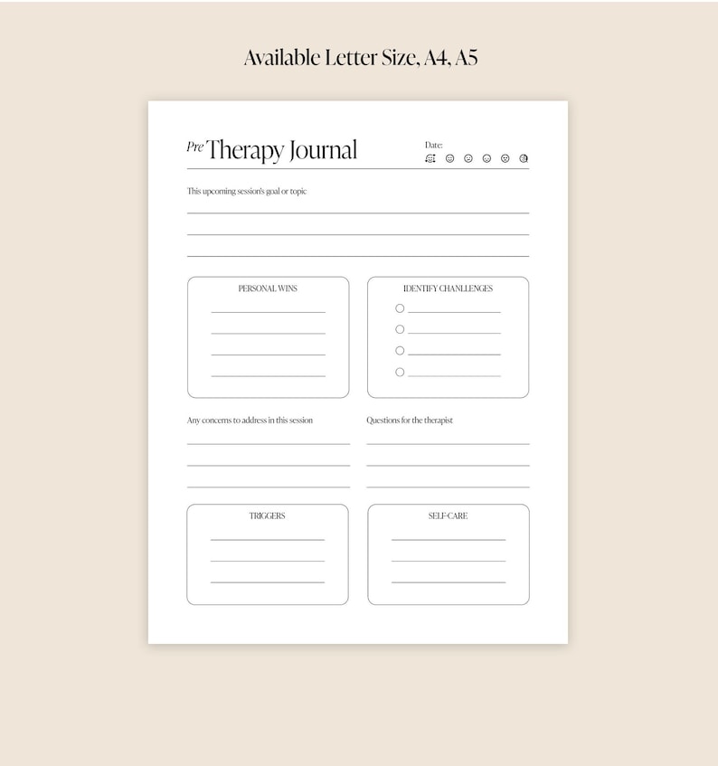Digital Therapy Journal Pack, Printable Therapy Notes, Pre & Post ...