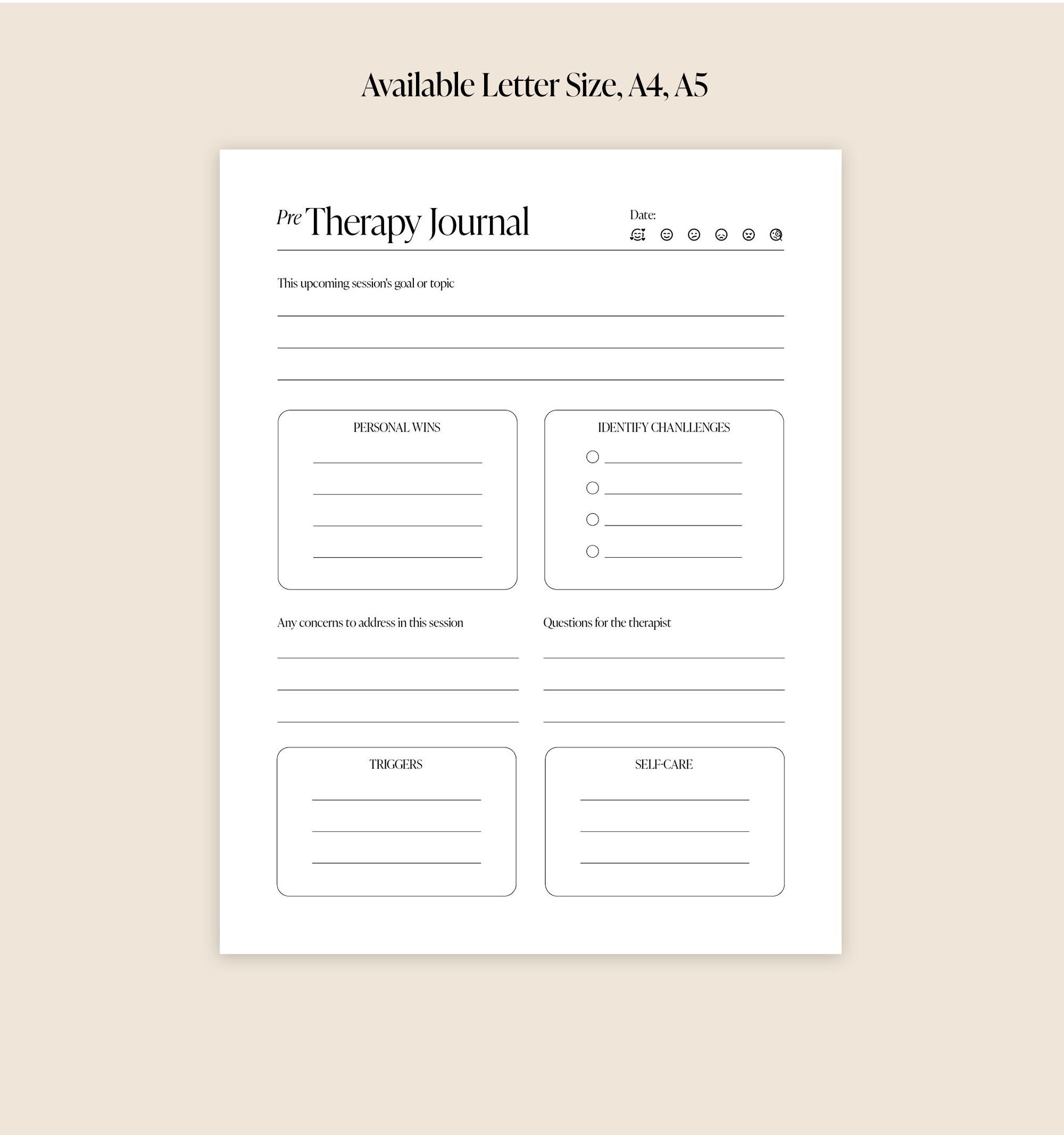 Digital Therapy Journal Pack, Printable Therapy Notes, Pre & Post ...