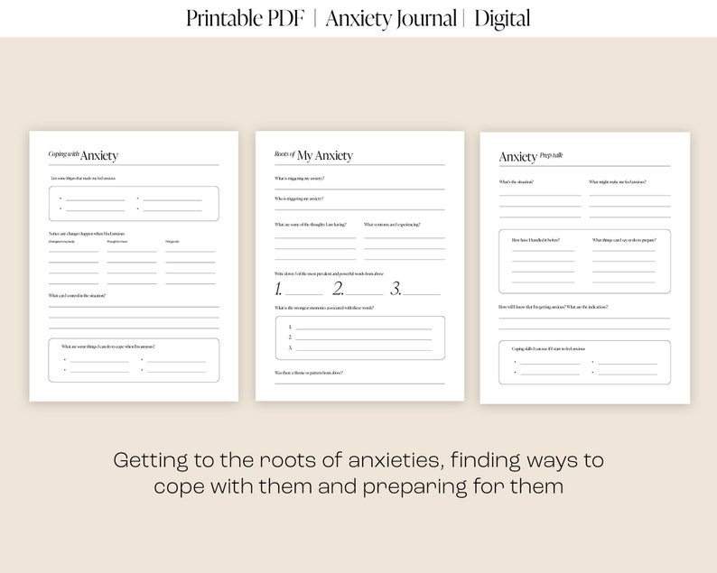 Anxiety Journal Printable, Digital Therapy Journal, Reflection Journal ...