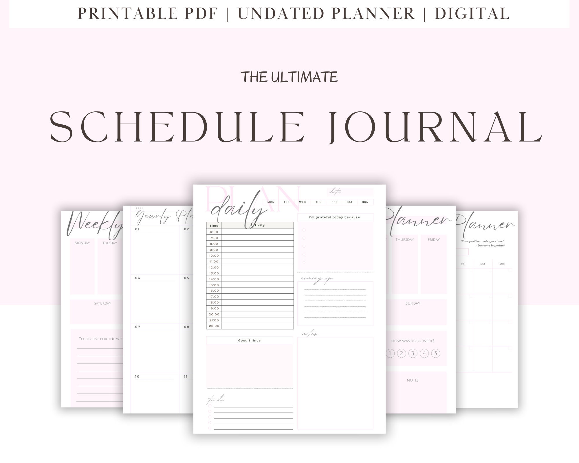 Digital Schedule Planner, Printable Daily Planner, Weekly Planner ...
