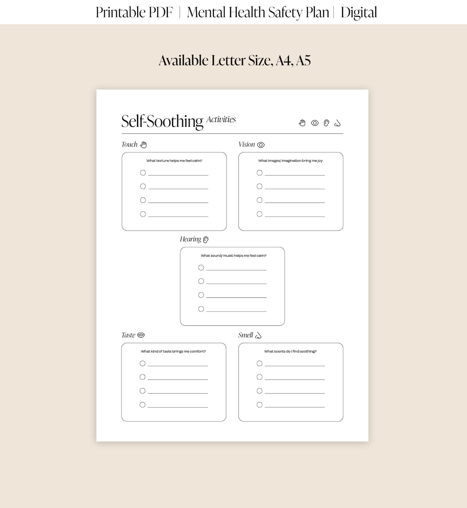 Mental Health Safety Plan Printable, Digital Self-care Planner, Safety ...