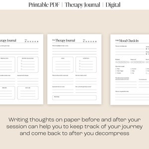 Digital Therapy Journal Pack, Printable Therapy Notes, Pre & Post ...