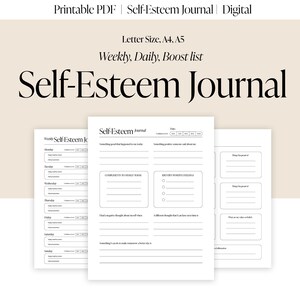 Digital Self-esteem Journal, Printable Confidence Boost, Self-help ...
