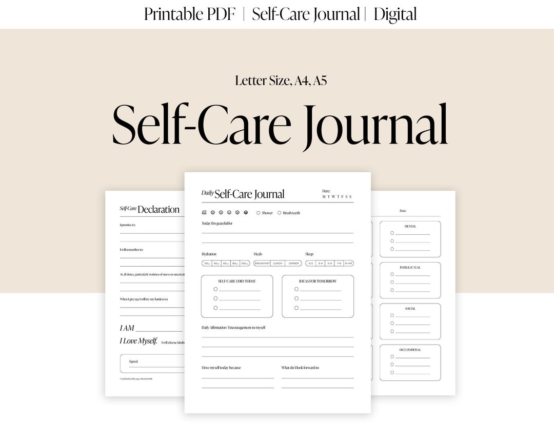 Self-care Journal Printable, Digital Self-care Planner, Self Care ...