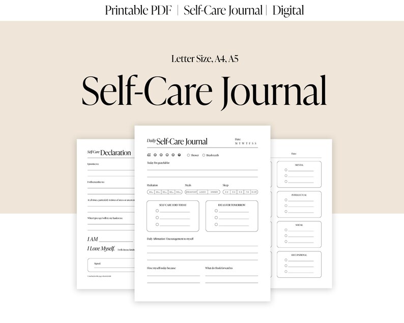 Self-care Journal Printable, Digital Self-care Planner, Self Care ...