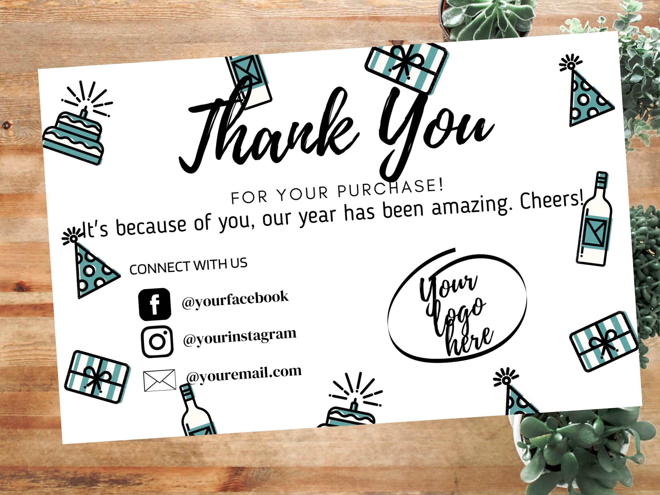 Printable Thank You New Year Card Business Template Etsy Small Business ...
