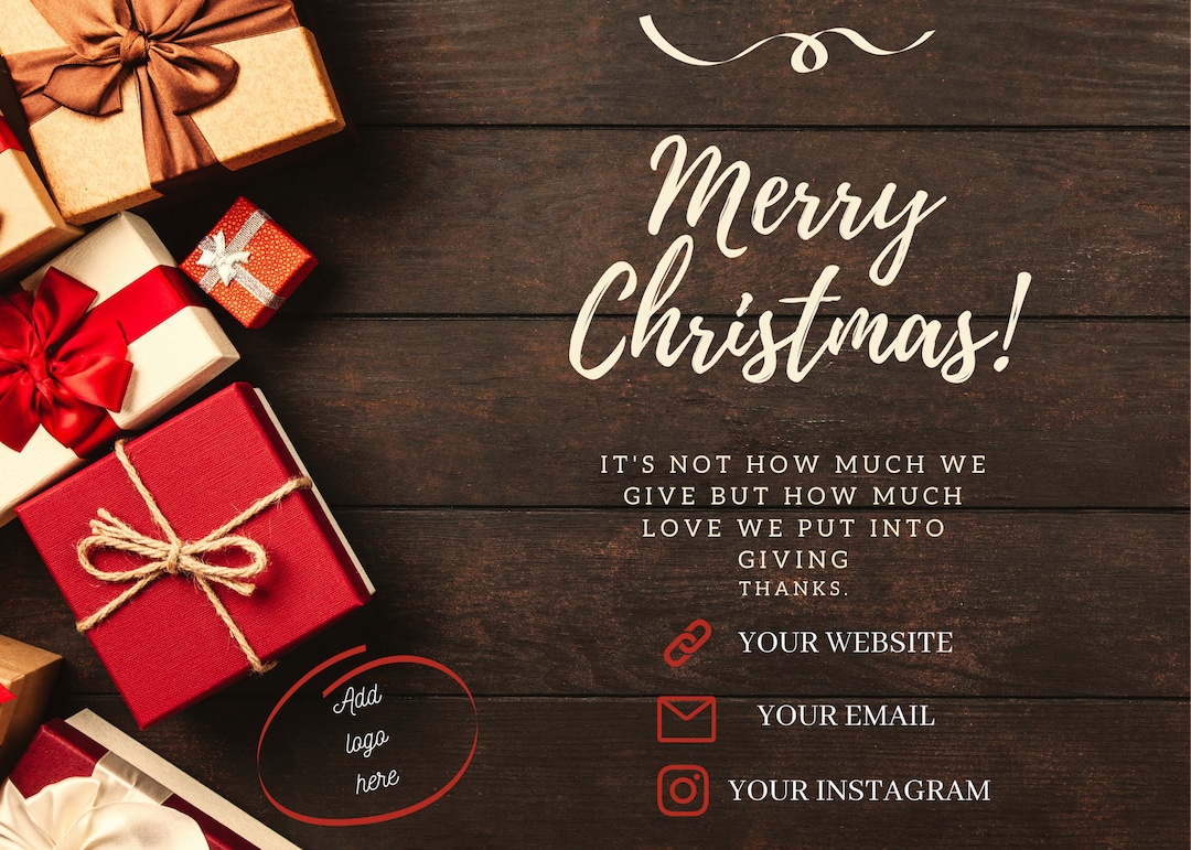 Printable Business Christmas Cards With Logo, Corporate Greeting Cards ...