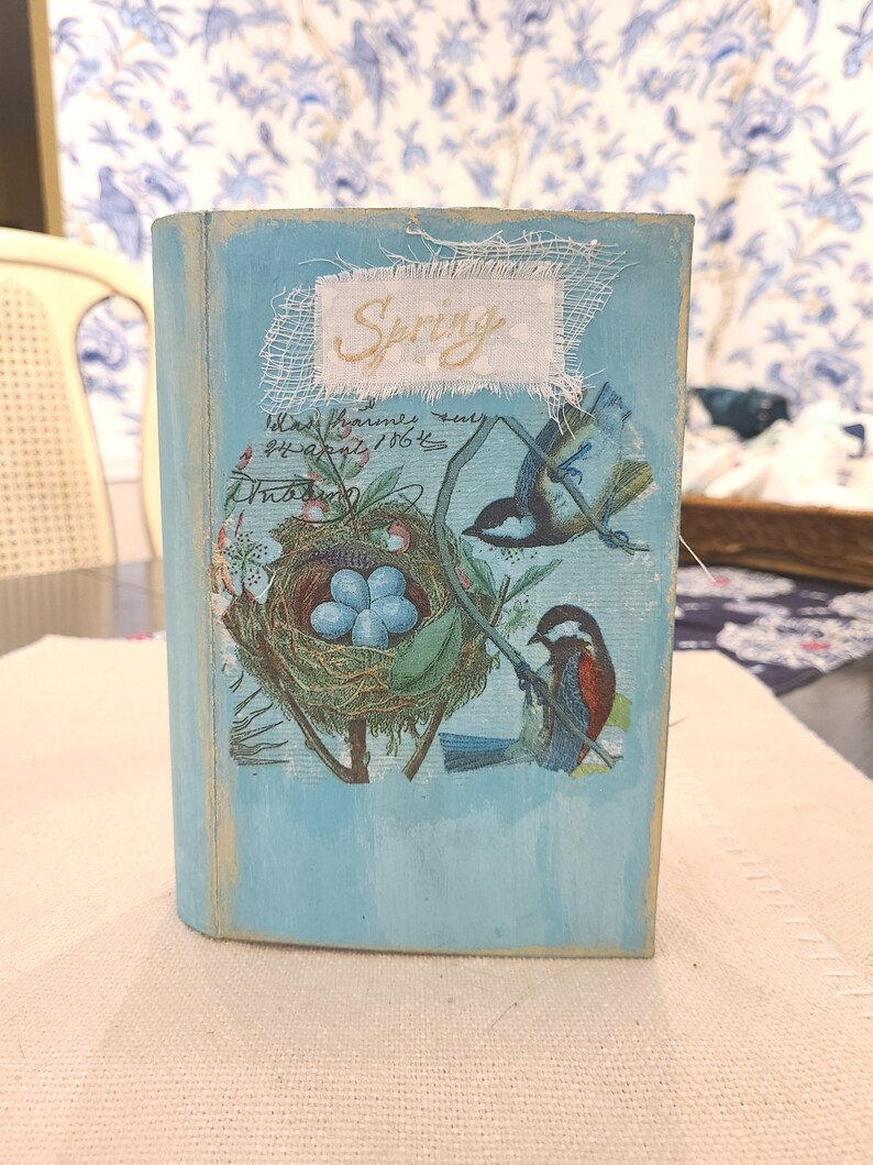 Blue Bird Shadow Box Book | Blue Bird Artwork, Antique Chic Home Decor ...