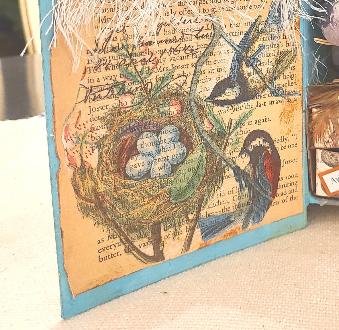 Blue Bird Shadow Box Book | Blue Bird Artwork, Antique Chic Home Decor ...