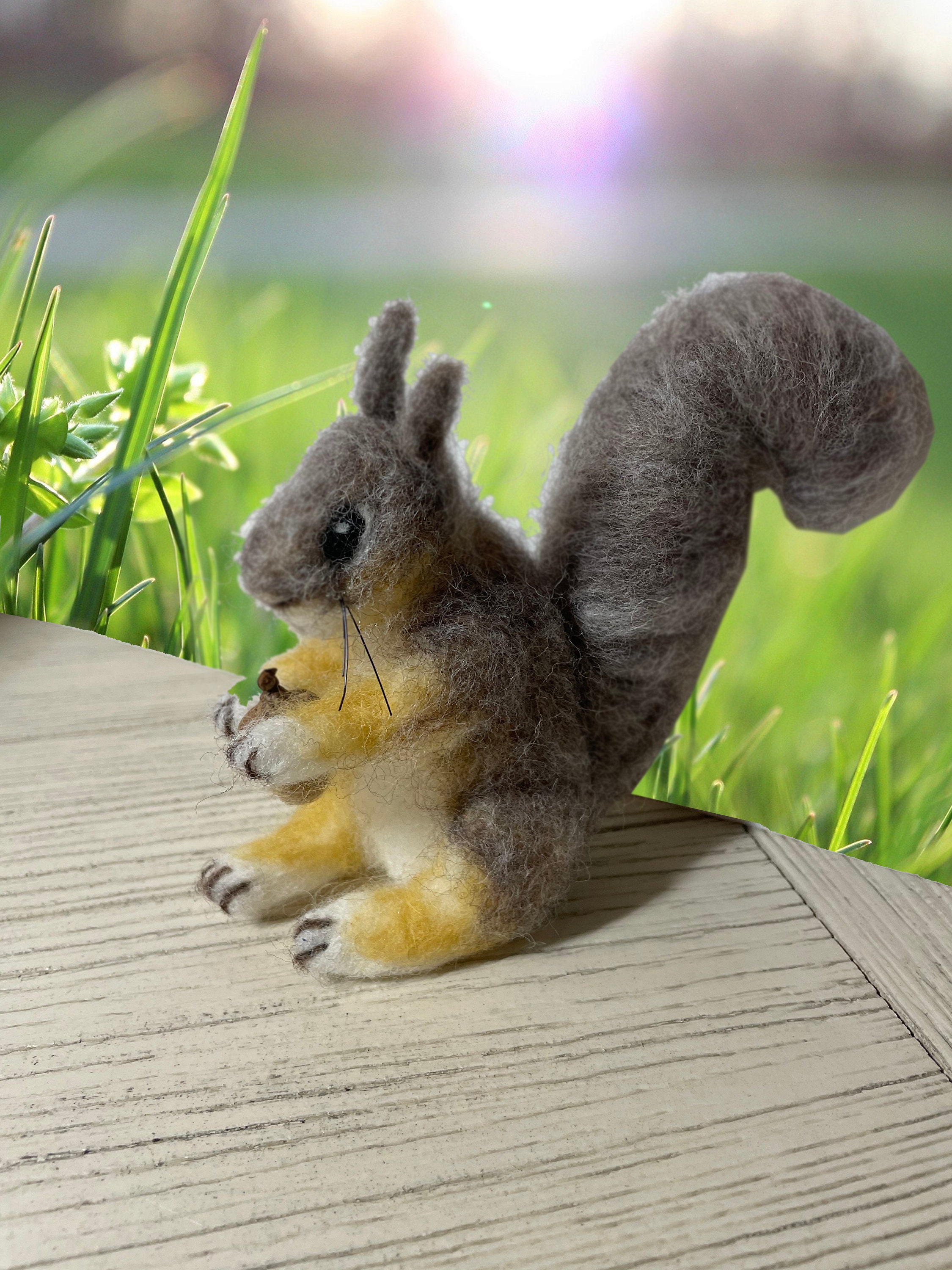Cute Felted Squirrel With Little Acorn Felted Squirrel Friends ...
