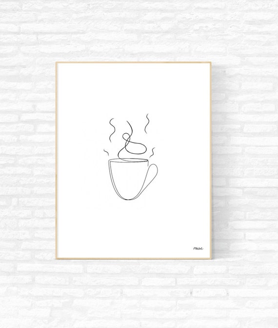 Coffee Drawing One Line Drawing Minimalistic Art Coffee | Etsy