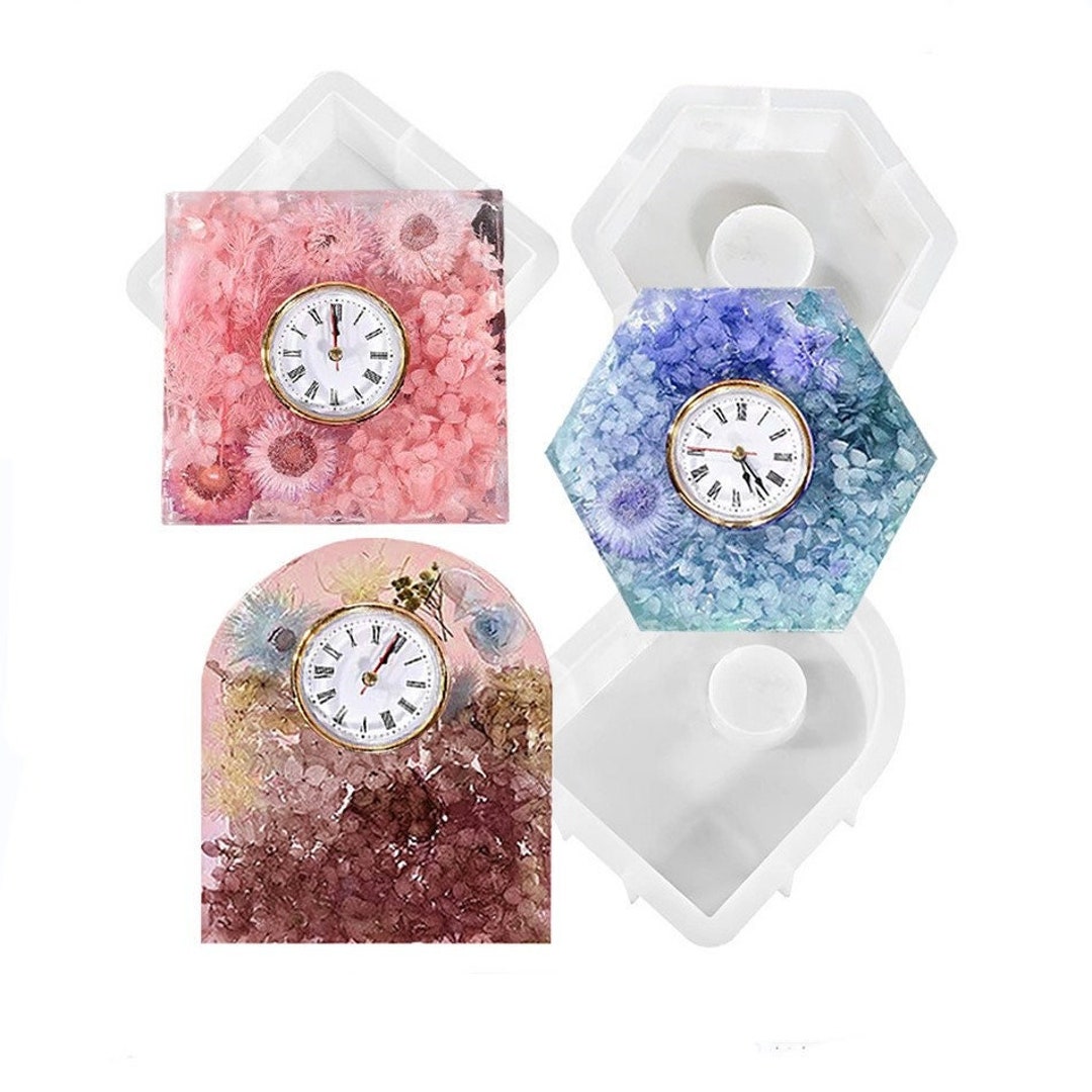 Hexagon Desk Clock Silicone Mold, Epoxy Resin Mold, Concrete Mold, DIY ...