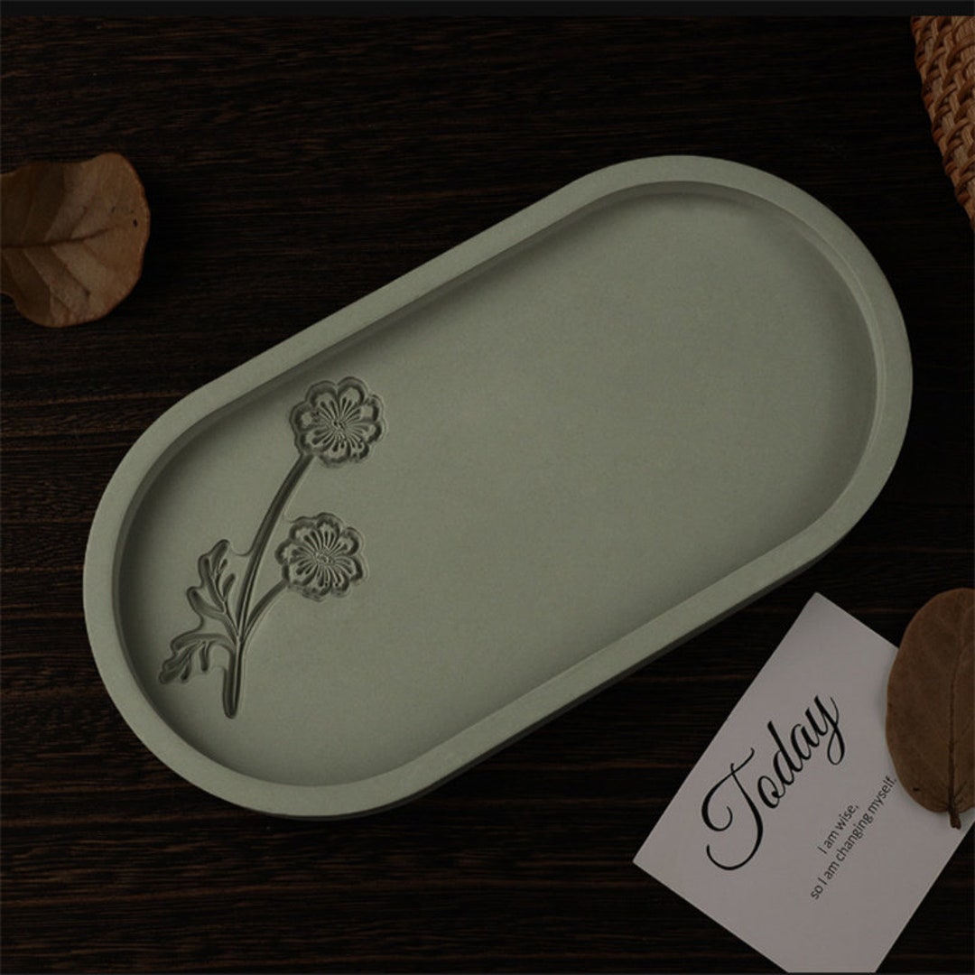 Oval Tray Mold Concrete Decorative Tray Mold Resin Trinket Tray Dish ...