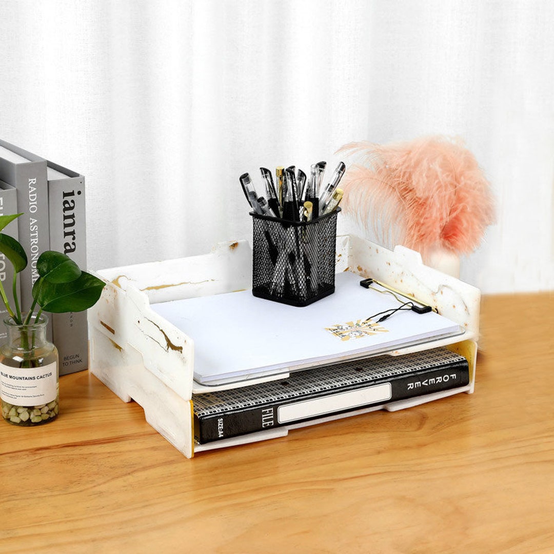 Paper Tray Mold, 2 Tier Stackable Letter Tray Resin Mold, Desk ...