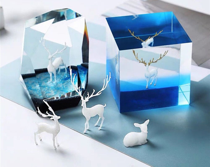 Hand-painted Miniature Deer Mini/micro Figurines for DIY, Jewelry ...