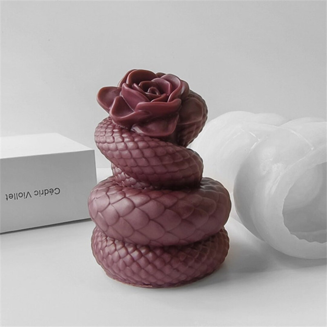 3D Rose Snake Silicone Mold Halloween Snake Candle Mold Resin Mold ...