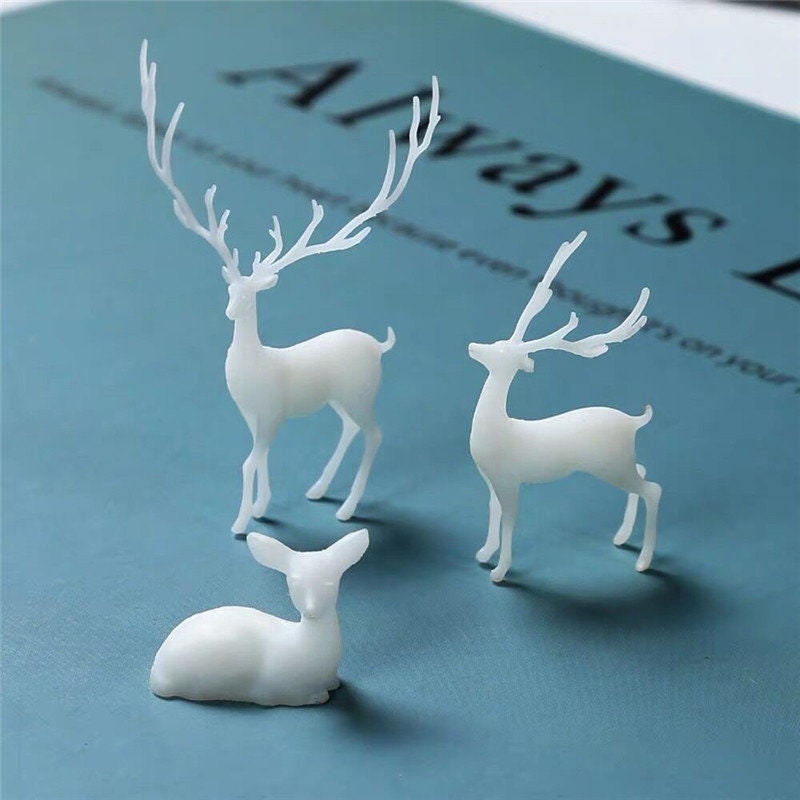 Miniature Plastic Deer, Tiny Deer Figurine for Jewelry Crafts ...
