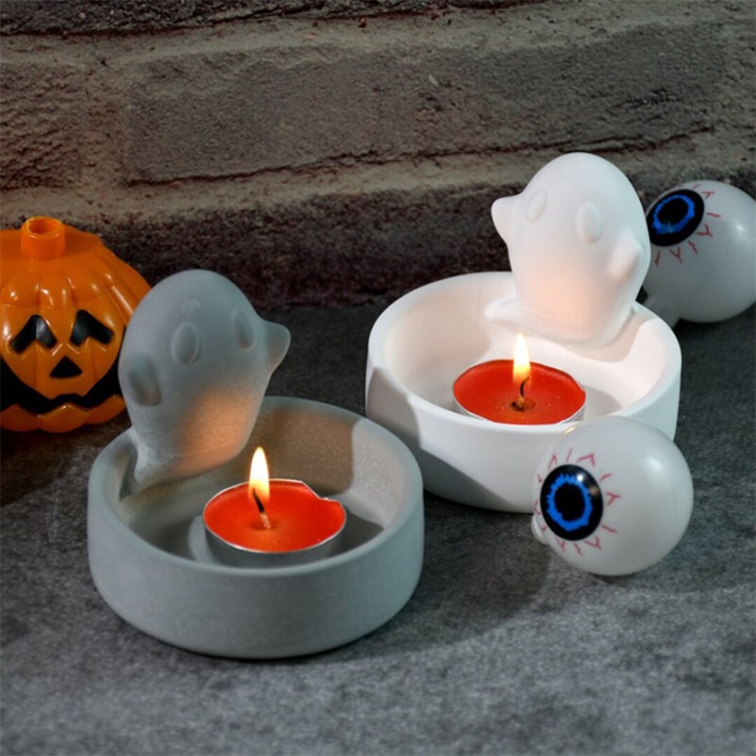 Cute Ghost Tealight Holder Mold Halloween Candle Holder Concrete Mold ...