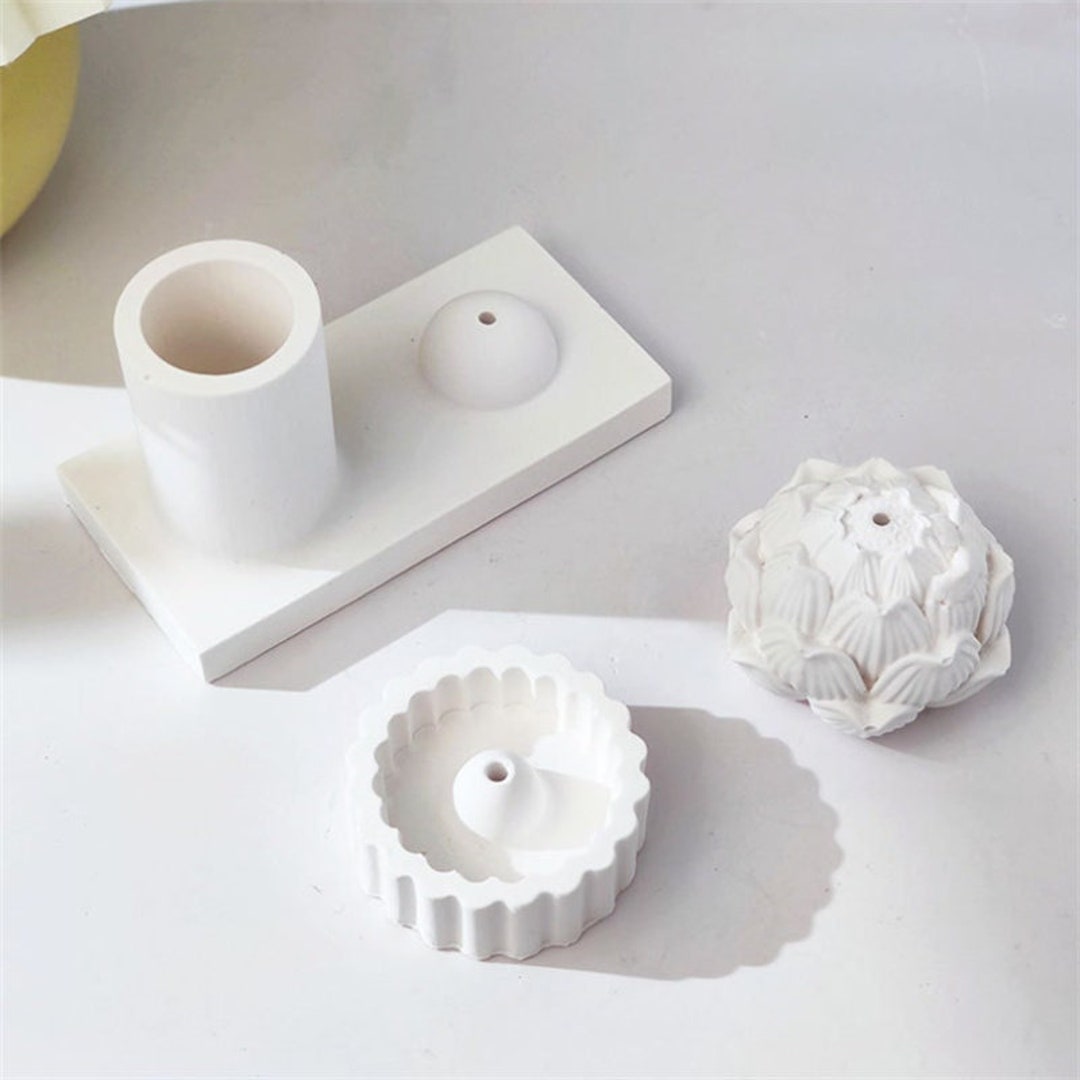 Concrete Incense Holder Mold, Lotus Incense Sticker Burner Cement Mold ...