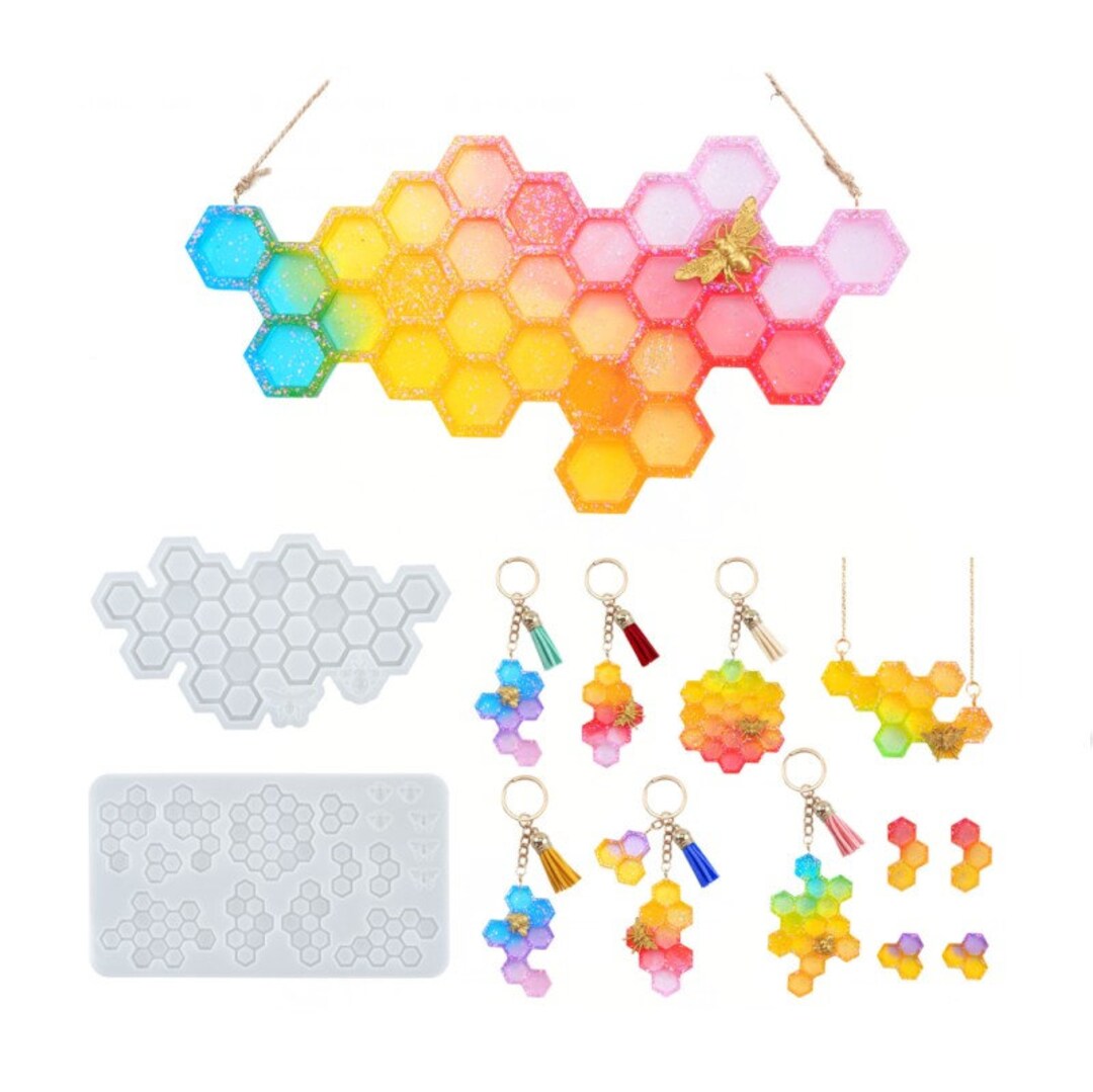 Bee Honeycomb Beehive Silicone Mold for Resin, Keychain Mold, Wall ...