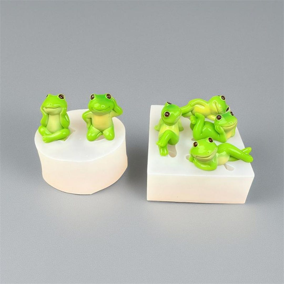 3D Miniature Frog Figurine Silicone Mold, Cute Resin Frog Mold Plaster ...