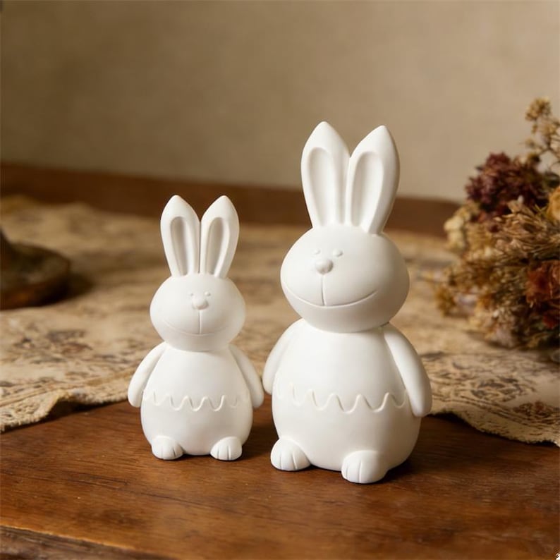 3D Easter Bunny Silicone Mold, Spring Rabbit Candle Mold Plaster Resin ...