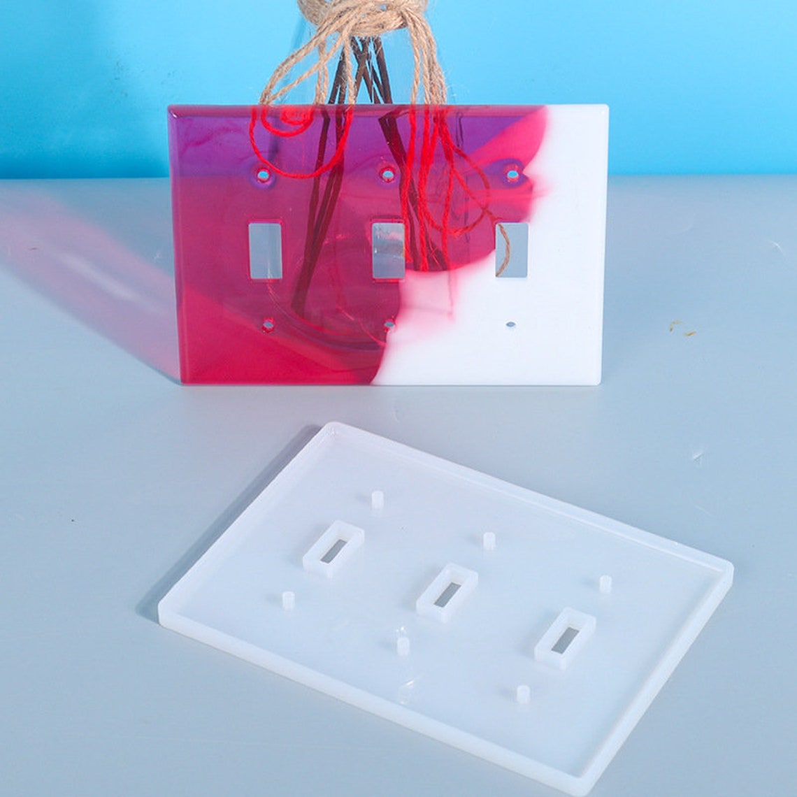 Silicone Outlet Cover Mold, Light Plate Cover Resin Mold, Double Light ...