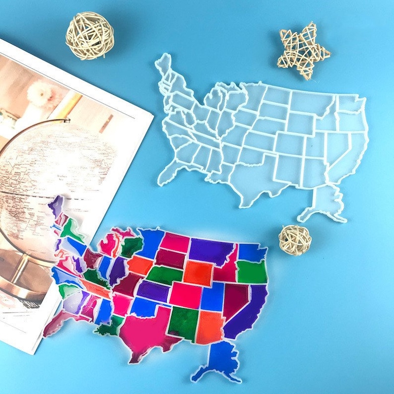 USA Map Silicone Mold, States Earring Pendant Keychain Mold, Epoxy ...