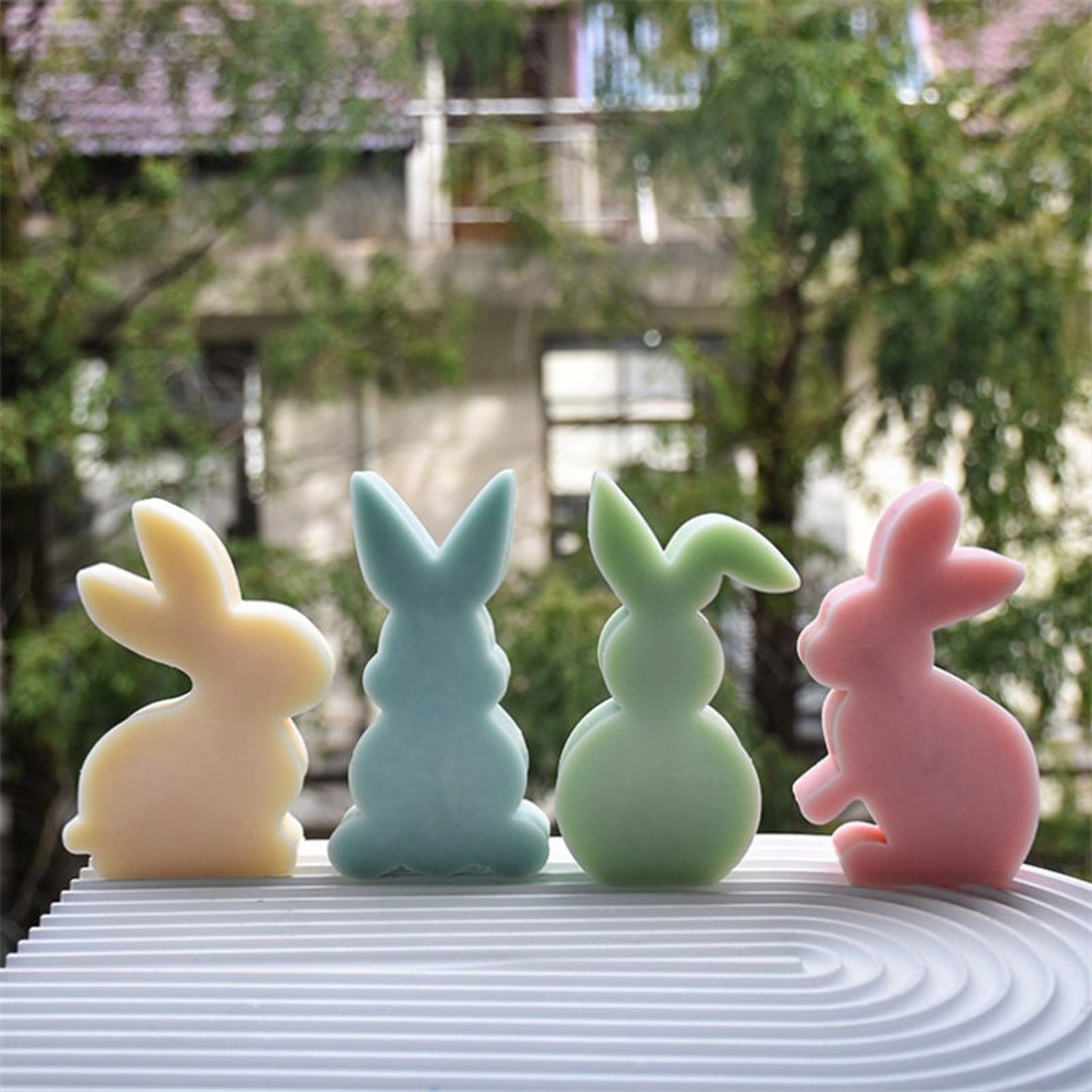 Easter Bunny Silicone Mold, Cute Rabbit Concrete Cement Mold Silicone ...