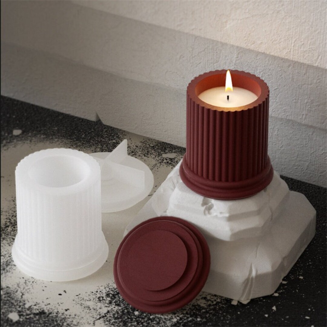 Striped Candle Jar Mold Concrete Candle Vessel Silicone Mold Candle ...
