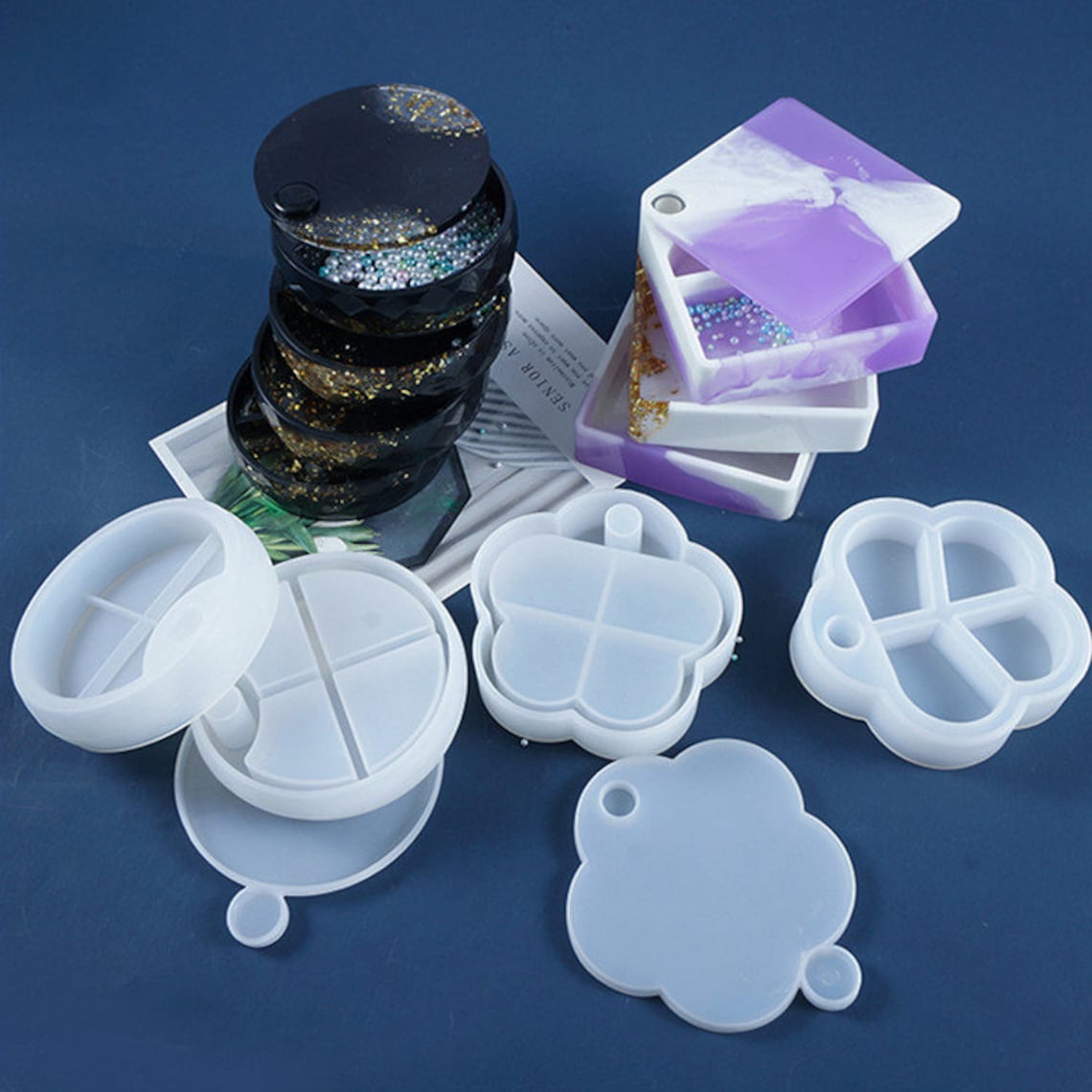 Moule en résine de boîte à bijoux moule rotatif de silicone - Etsy France
