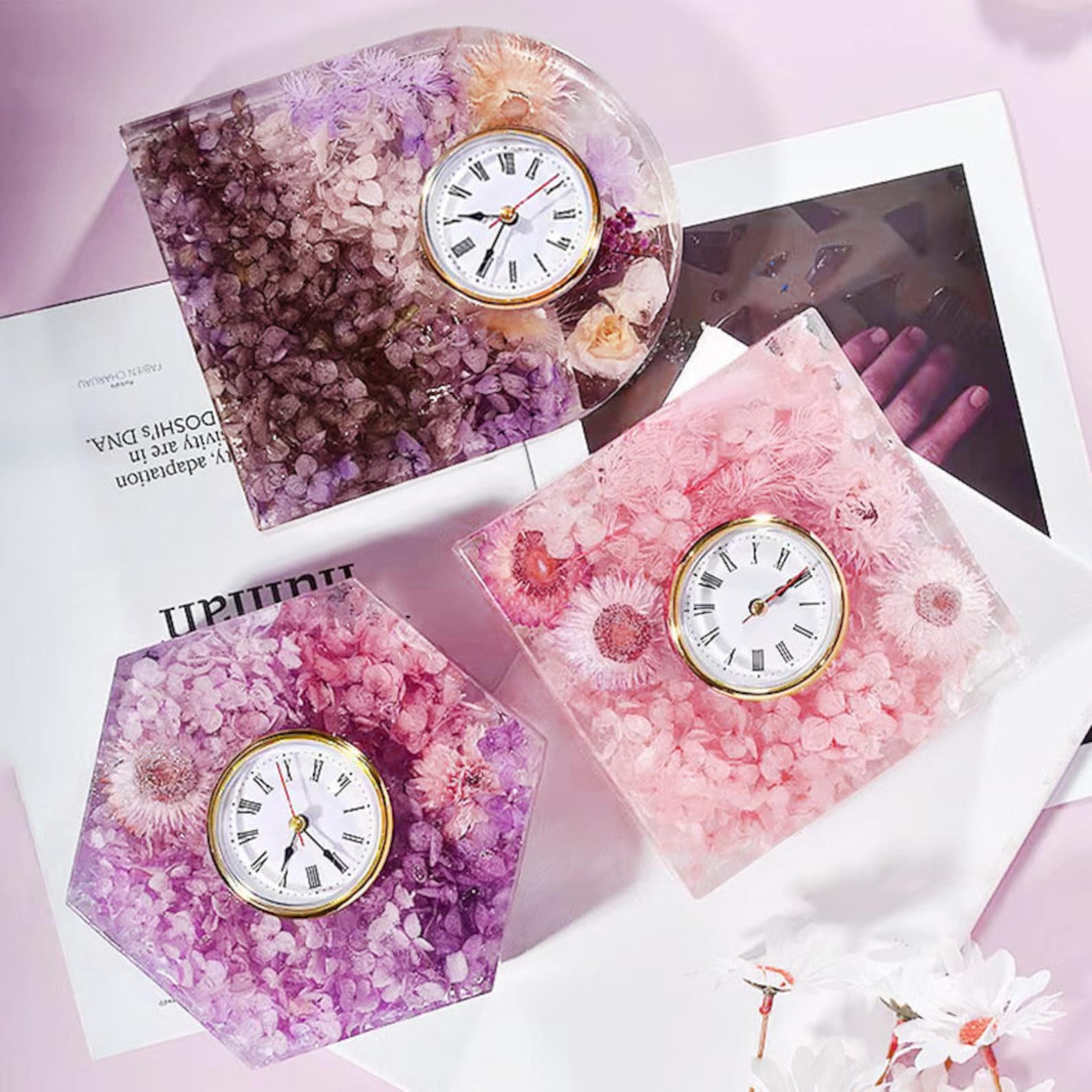 Hexagon Desk Clock Silicone Mold, Epoxy Resin Mold, Concrete Mold, DIY ...