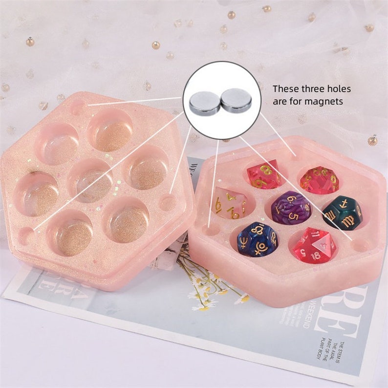 Hexagon Dnd Dice Box Silicone Mold, Dice Vault Case Concrete Cement ...
