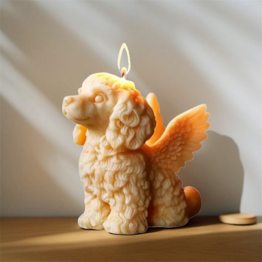 3D Dog Angel Silicone Mold, Memorial Dog Statue Candle Mold Dog With ...