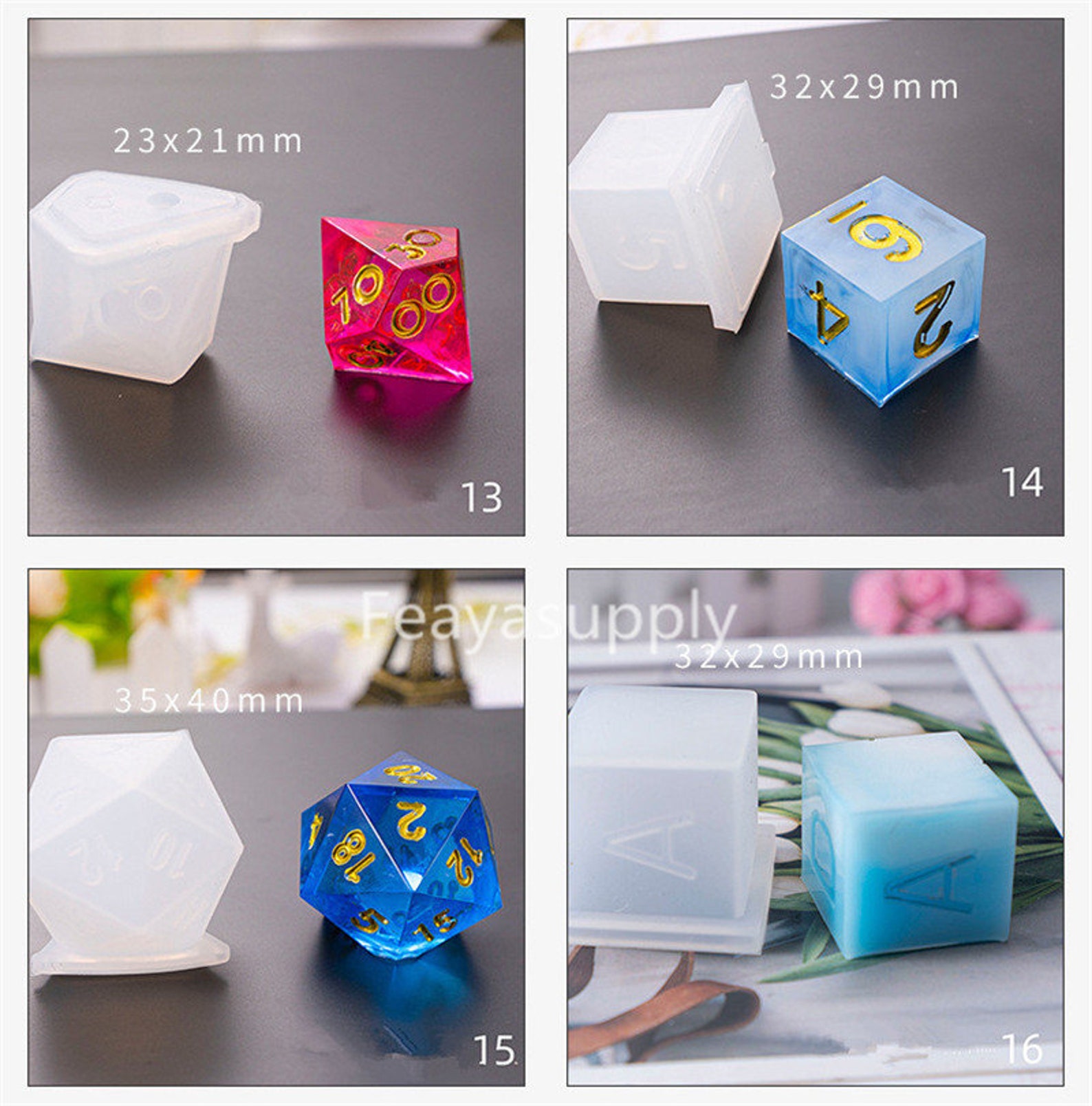 DND Dice Mold, Silicone 7 Polyhedral Dice Mold, Clear Resin Dice Set ...