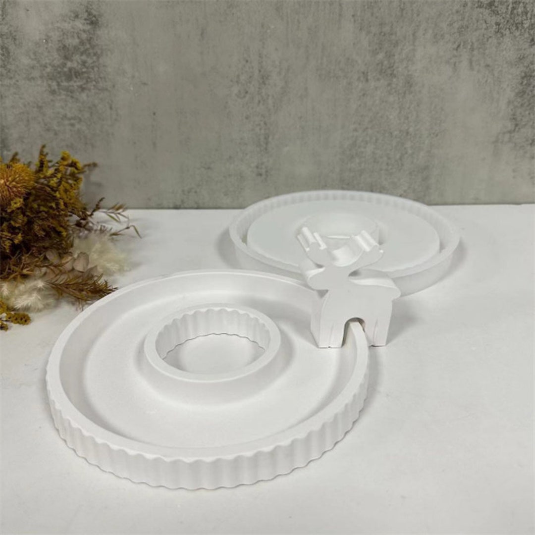 Large Round Tray Mold, Decorative Striped Tray Jesmonite Mold Plate ...