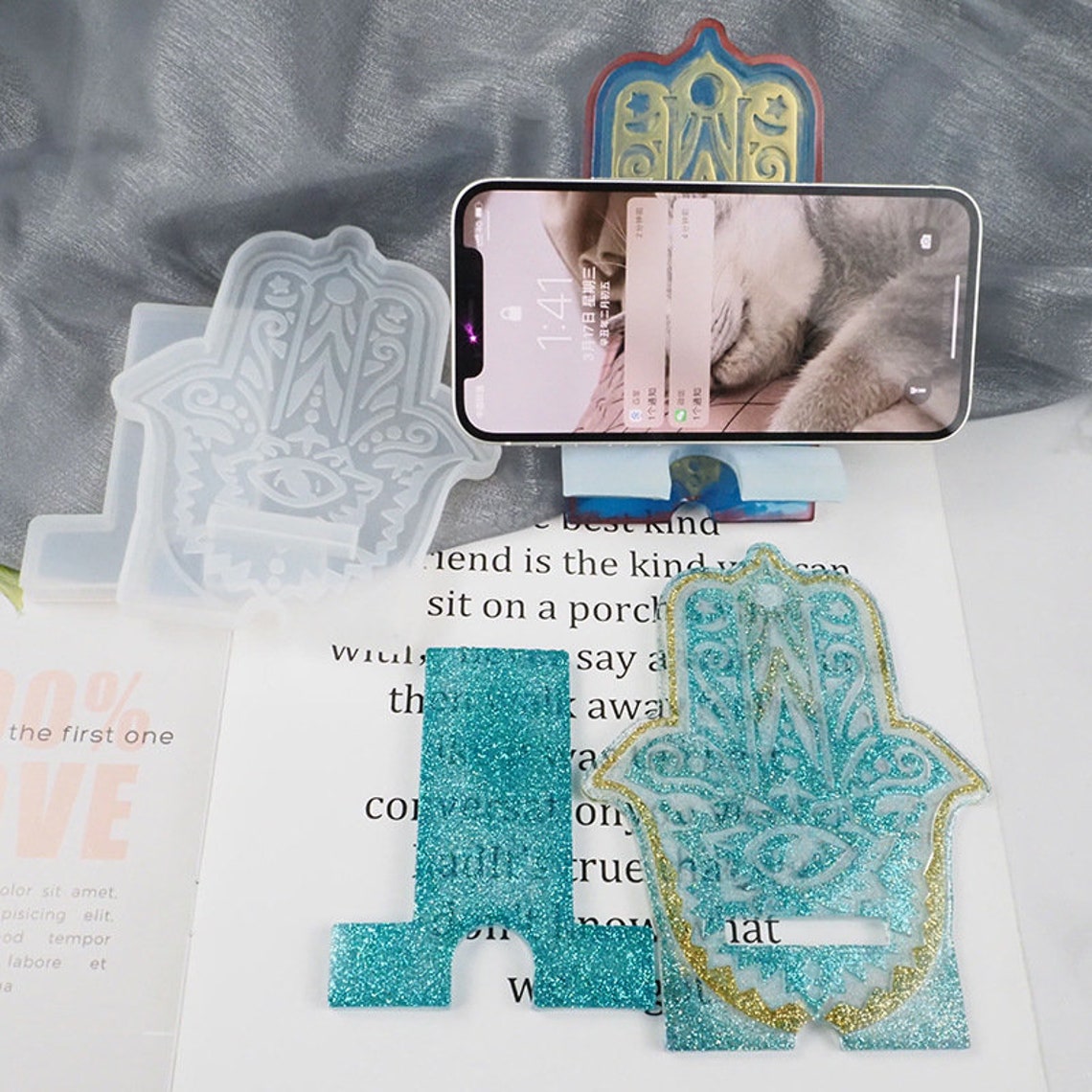 Phone Stand Mold, Hamsa Hand Phone Holder Silicone Mold, Cell Phone ...