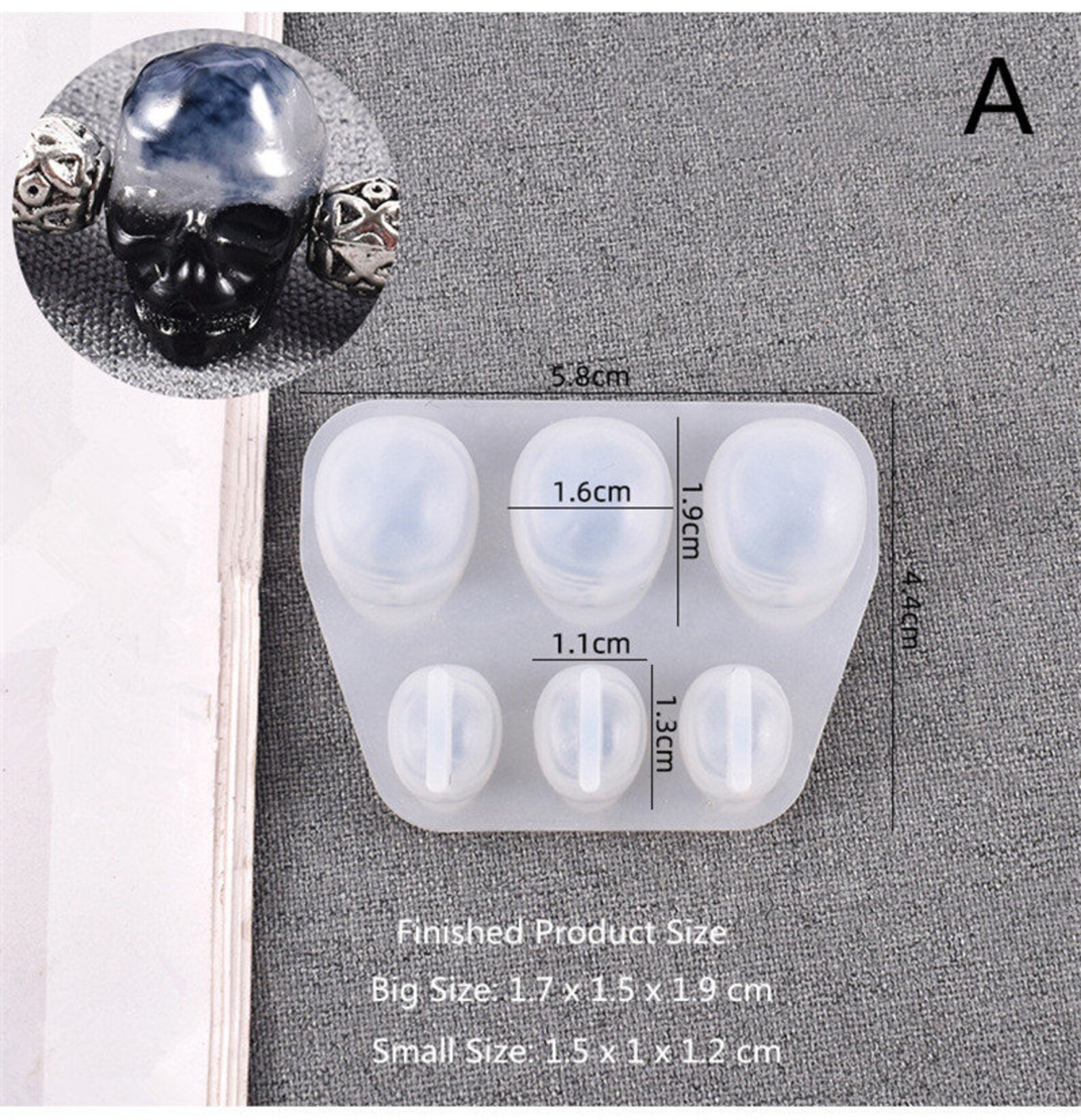 Skull Mold for Resin, 3D Small Skull Silicone Mold, Skull Earring ...