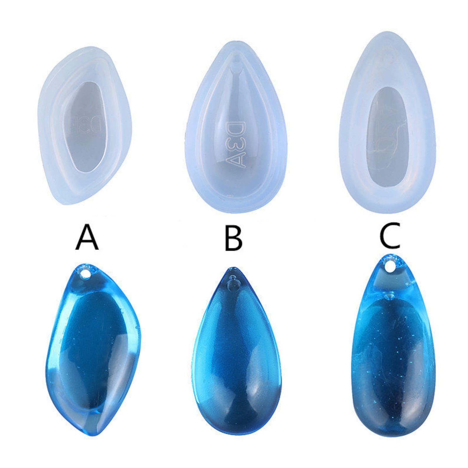 Silicone Teardrop Mold, Cabochon Mold for Resin With Hold, Diamond Gem ...