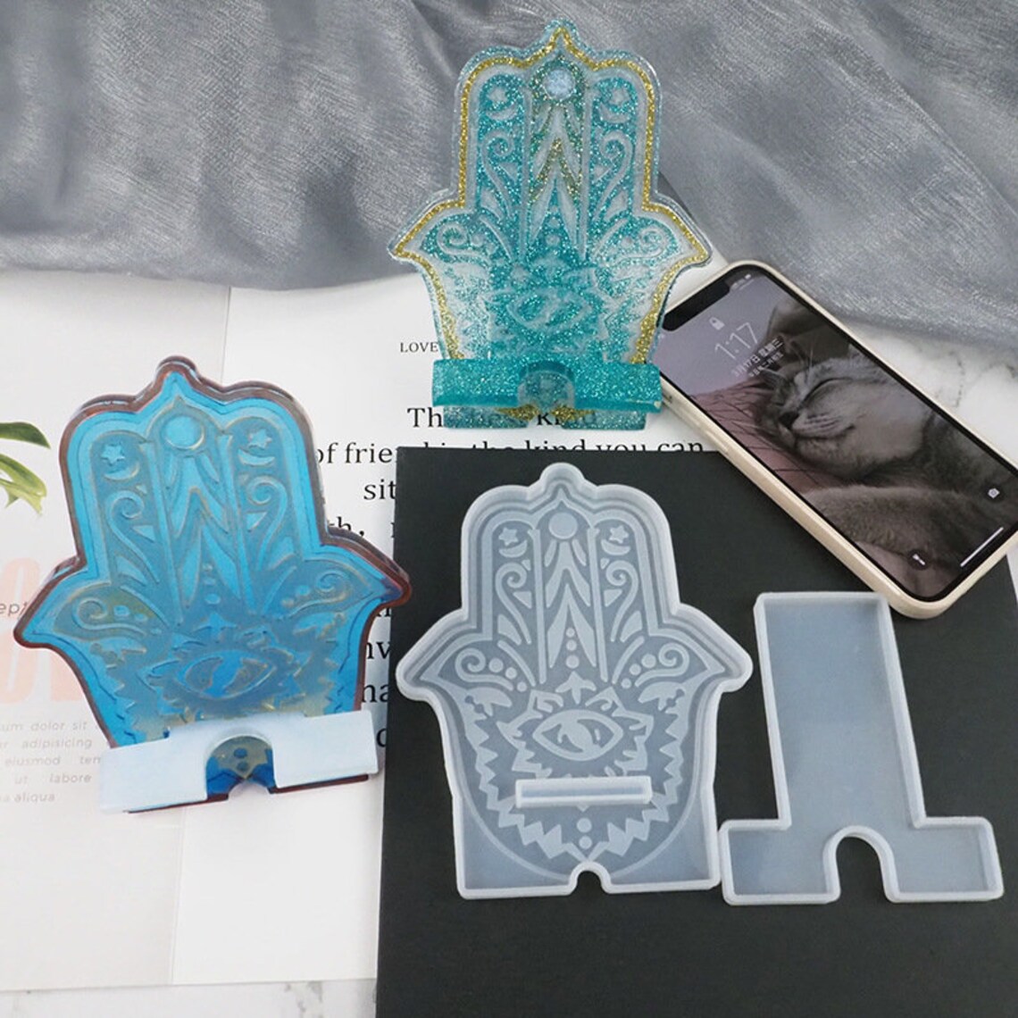 Phone Stand Mold, Hamsa Hand Phone Holder Silicone Mold, Cell Phone ...