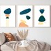 Mid Century Printable Art Set. Blue Green Shapes Poster. Set - Etsy