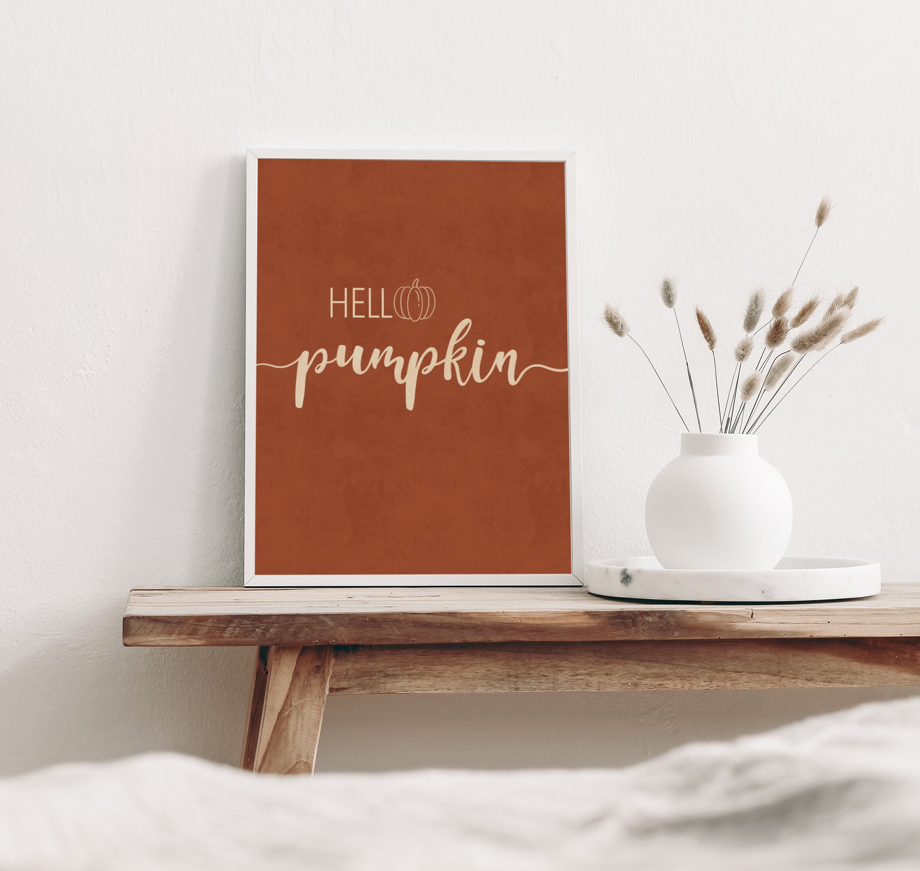 Hello Pumpkin Fall Print Fall Printable Art Rustic Fall Wall - Etsy