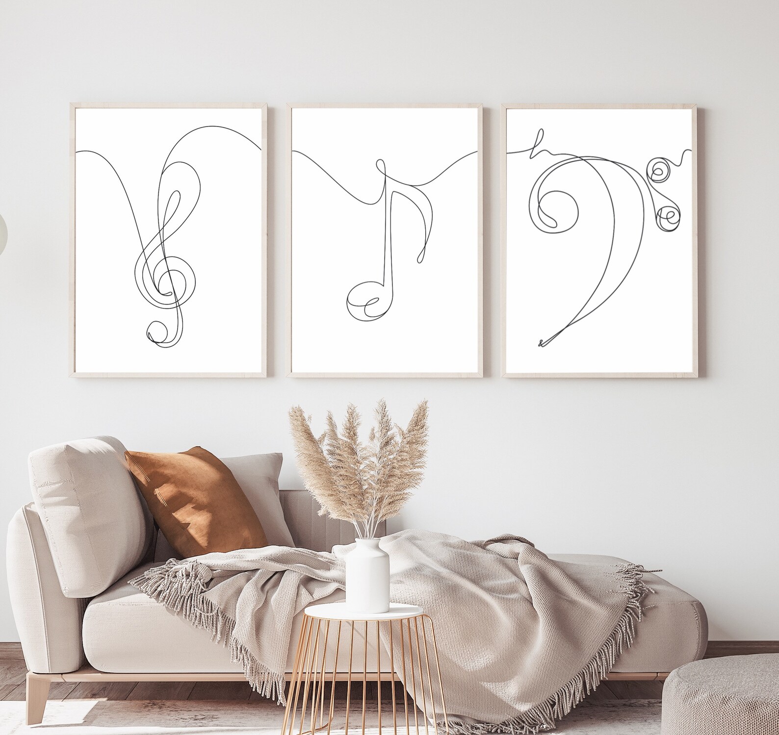 Musical Notes Set of 3. Treble Clef Eighth Note and Bass - Etsy