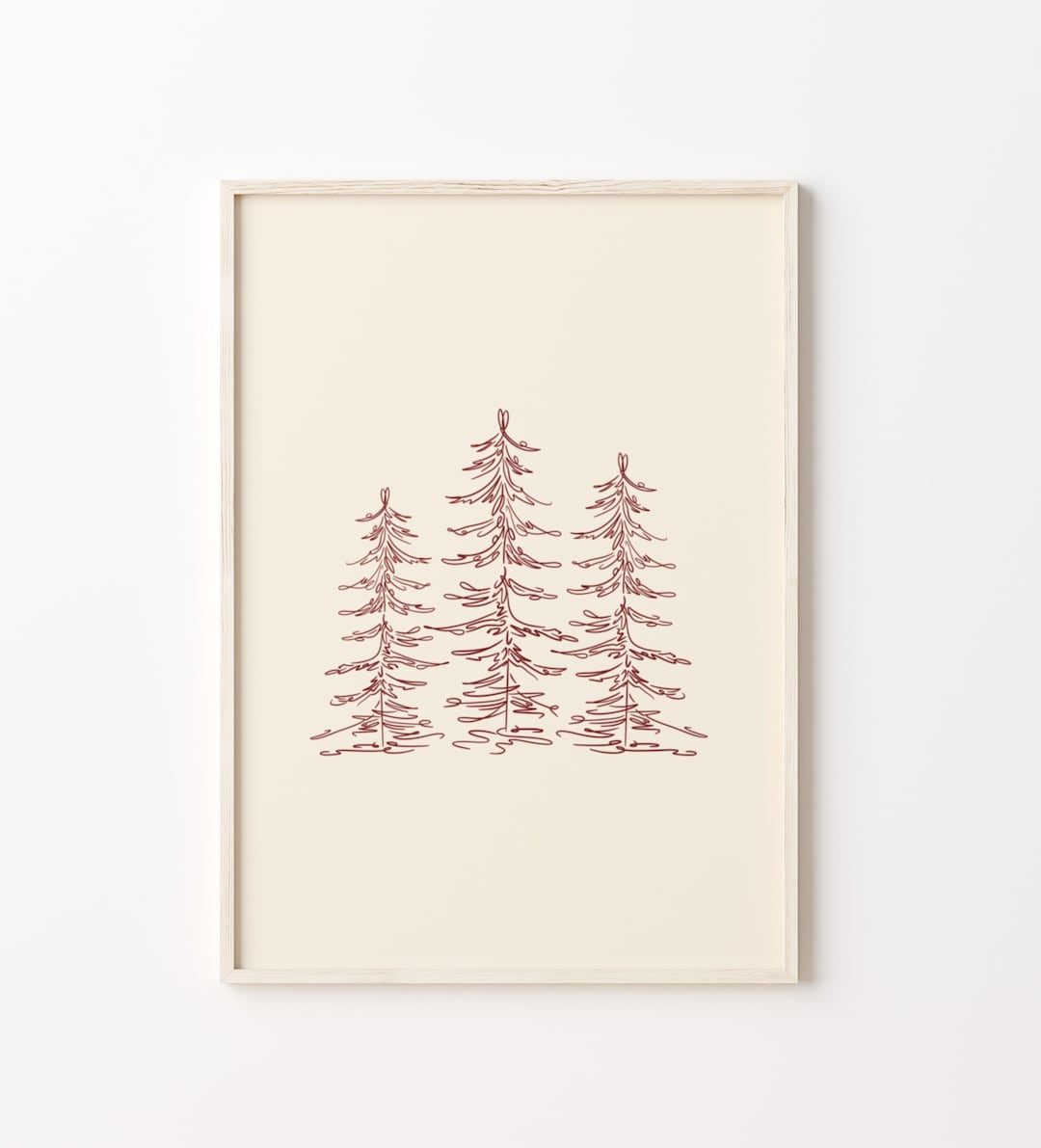 Minimalist Christmas Trees Wall Art. Xmas Printable Wall Art. Line Art ...