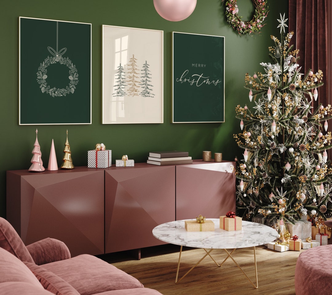 Minimalist Set of 3 Christmas Prints. Gallery Set Merry Christmas ...