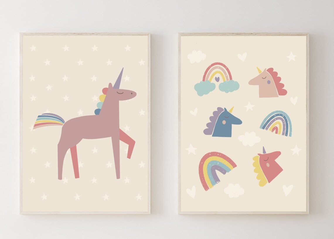 Unicorn and rainbows set x 2. Pastel Rainbows and Unicorns | Etsy