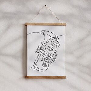 Cornet Printable Wall Art. Line Art Wall Decor. Music Print. Cornet ...