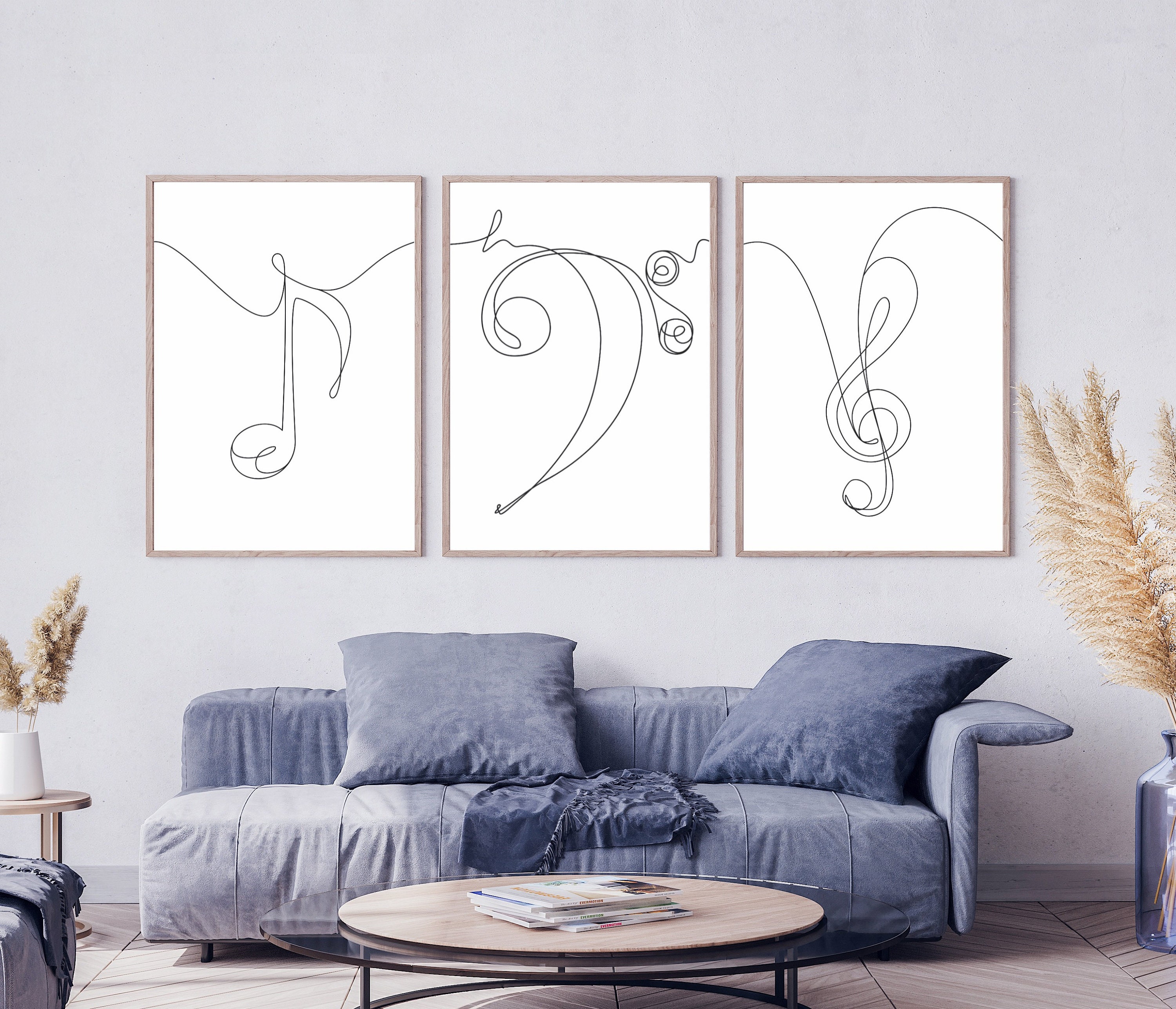 Musical Notes Set of 3. Treble Clef Eighth Note and Bass - Etsy