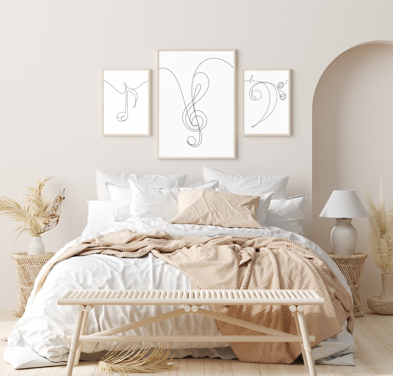 Musical Notes Set of 3. Treble Clef Eighth Note and Bass - Etsy